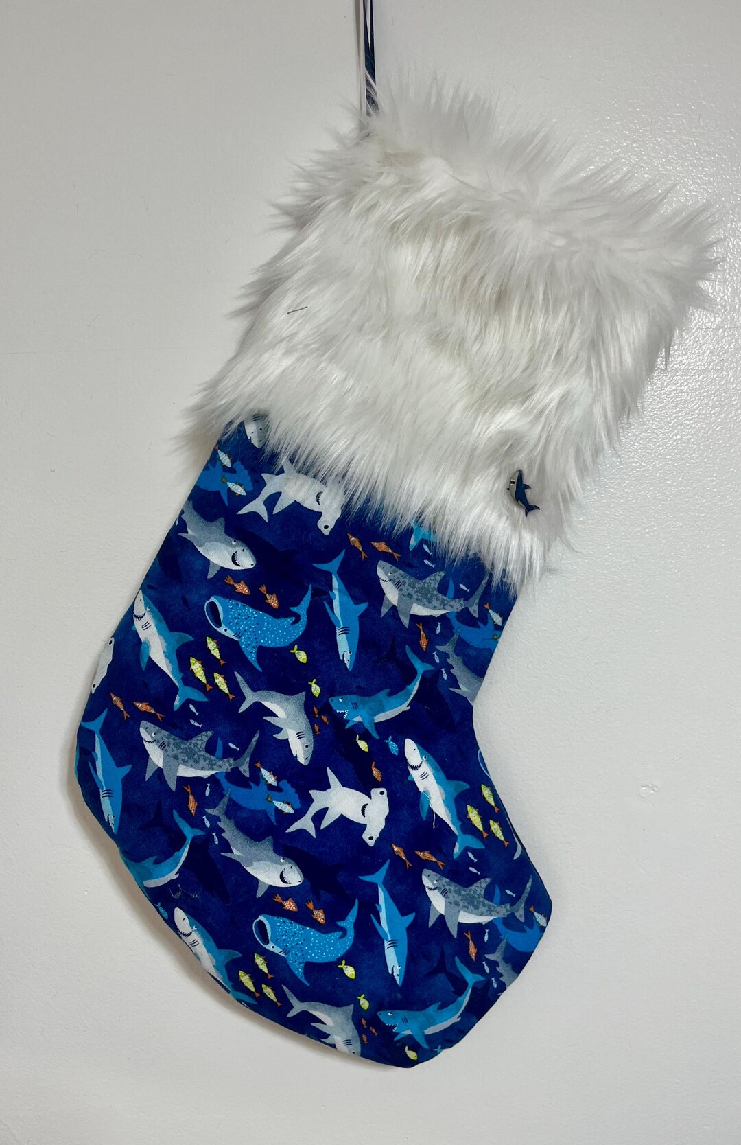 Shark Sharks Sea Ocean Christmas Stocking Large and Handmade - Etsy
