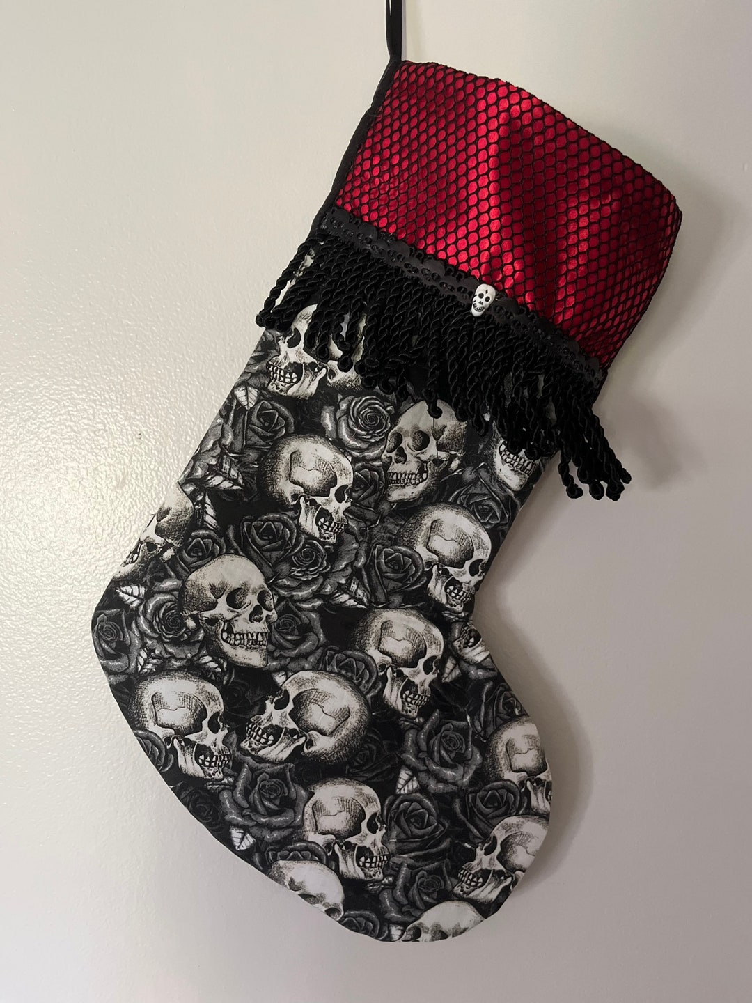Black and White Skulls Handmade Christmas Stocking Big and Handmade - Etsy