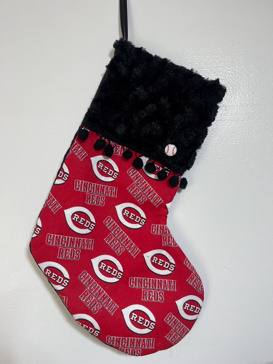 The Cincinnati REDS Baseball Large Decorated Christmas Stocking - Large ...