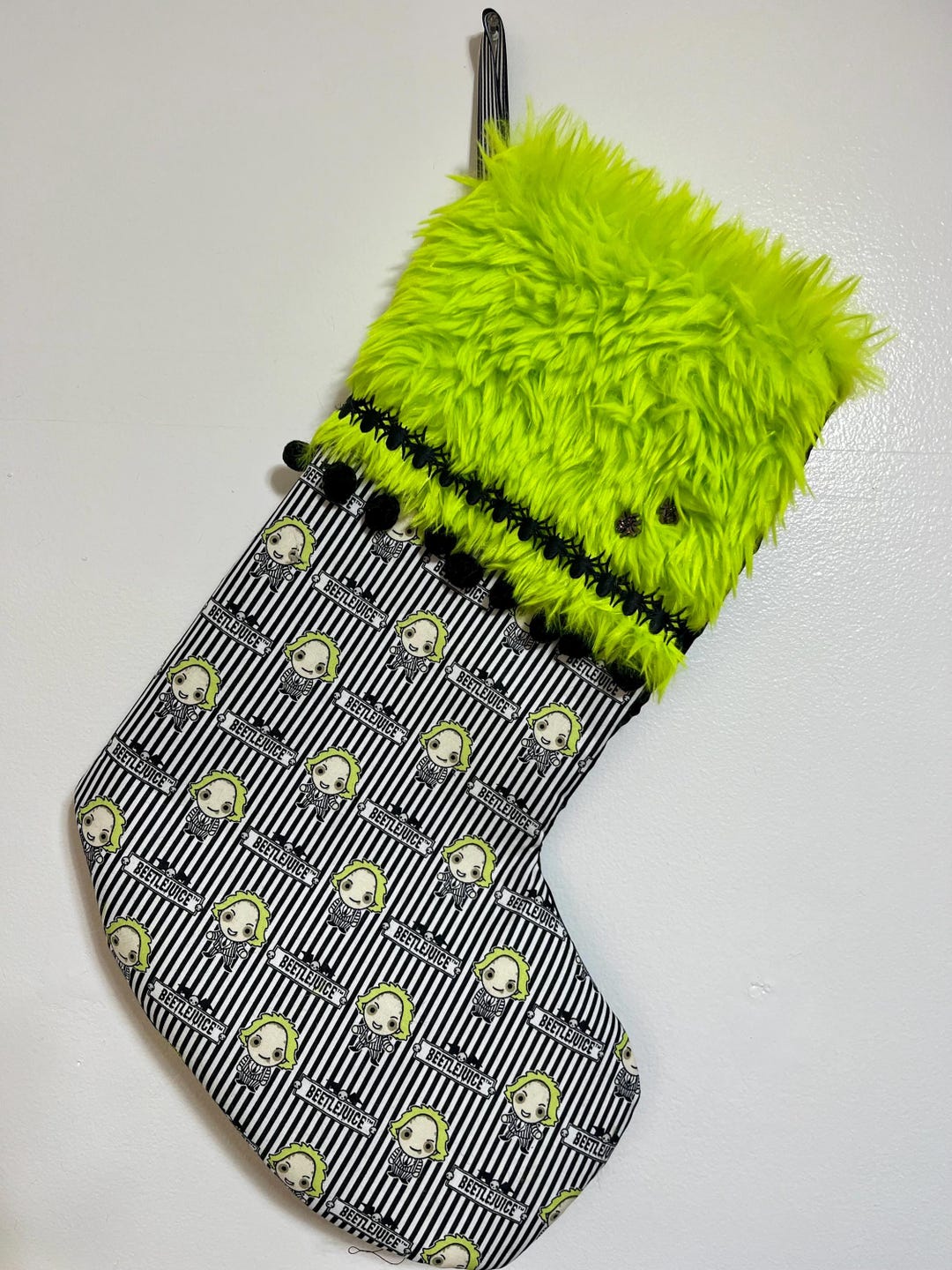 Beetlejuice Tim Burton Green Fur Spider Trim Handmade Christmas ...