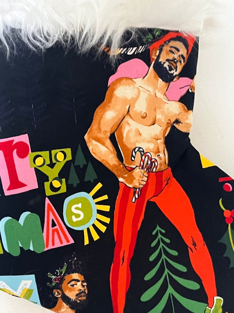 Rockabilly Pin Up Beefcake Man Hot Guys Sexy Elves Christmas Stocking
