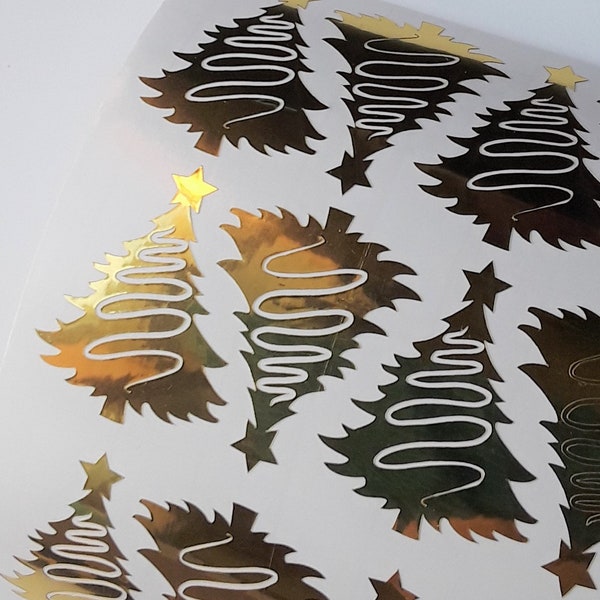 Gold Christmas Tree Stickers - Etsy