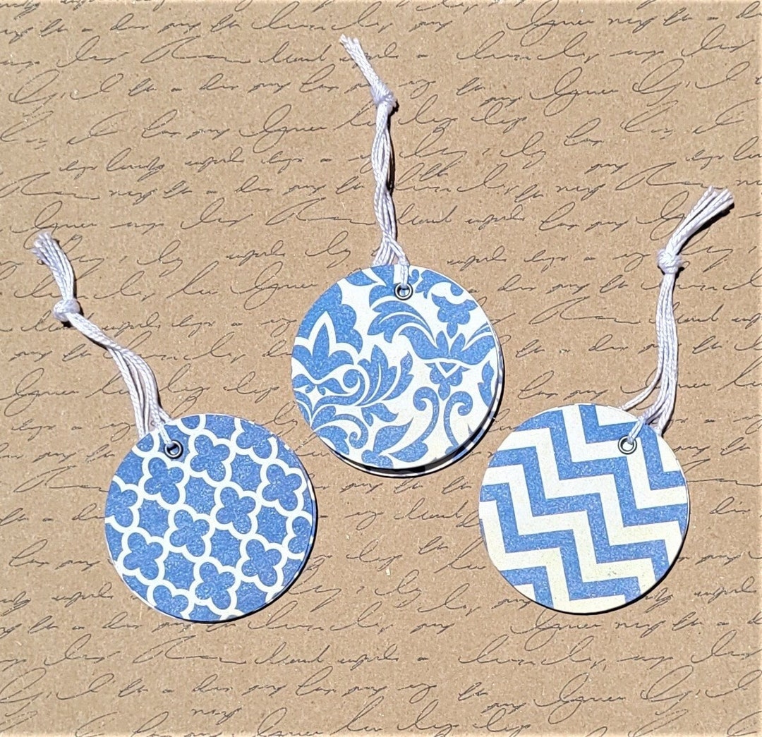 Round Blue Gift Tag Blue Gift Tags Round Gift Tags Blue Chevron Tags ...