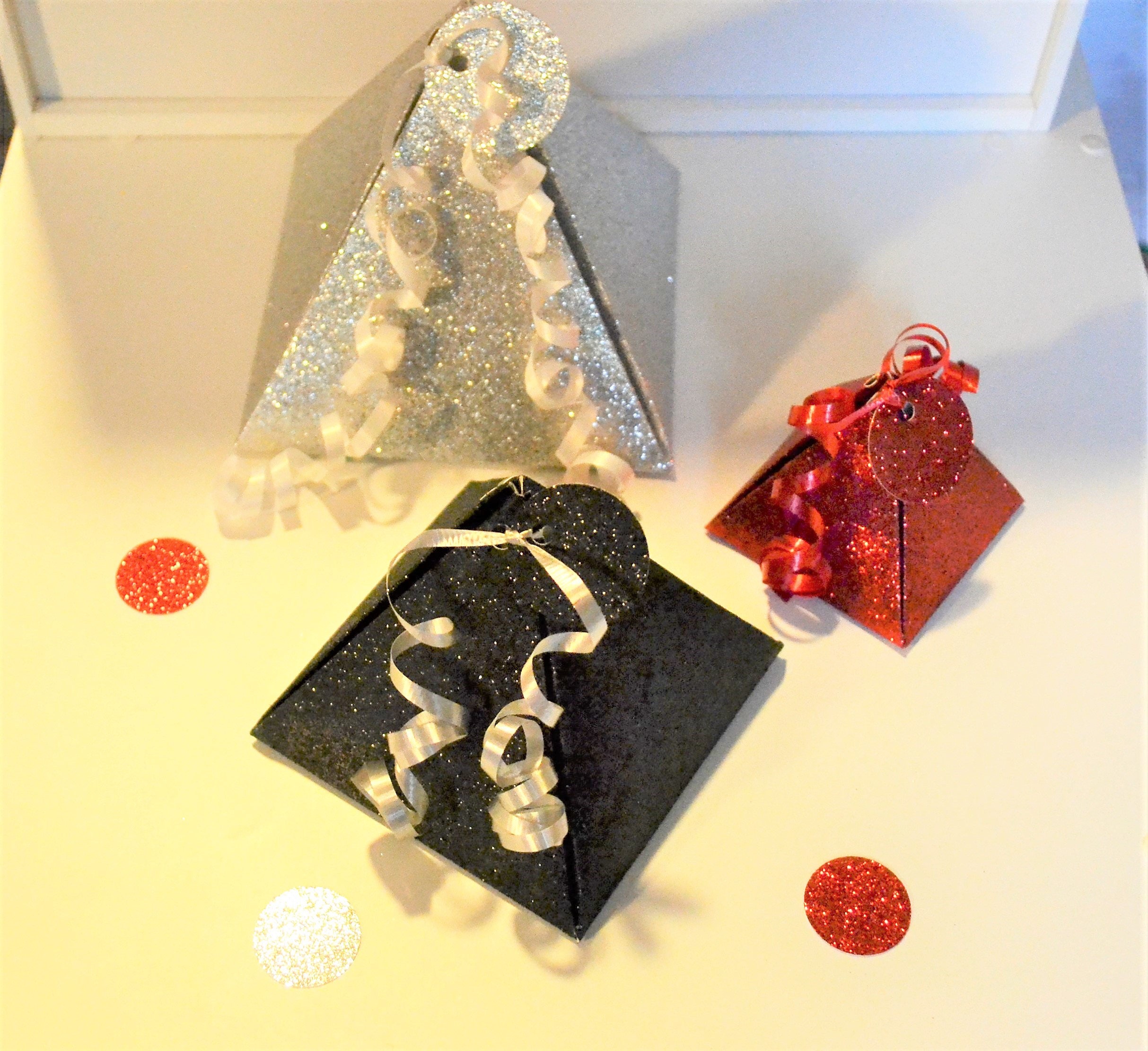 Glitter Pyramid Boxes - Any Size and Color - Christmas Gift Box ...