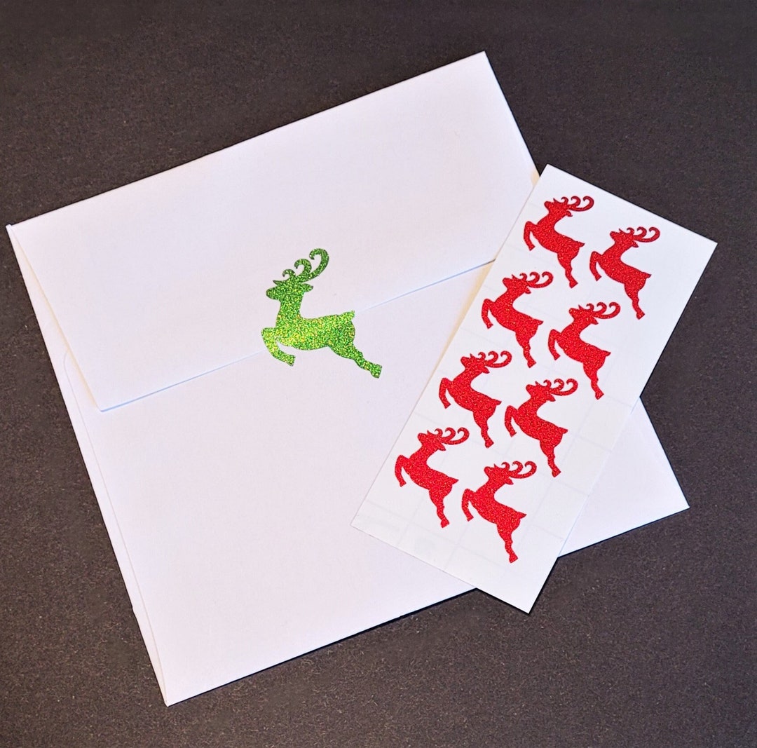 Glitter Shimmer Reindeer Stickers - Any Size & Color - Glitter Reindeer ...