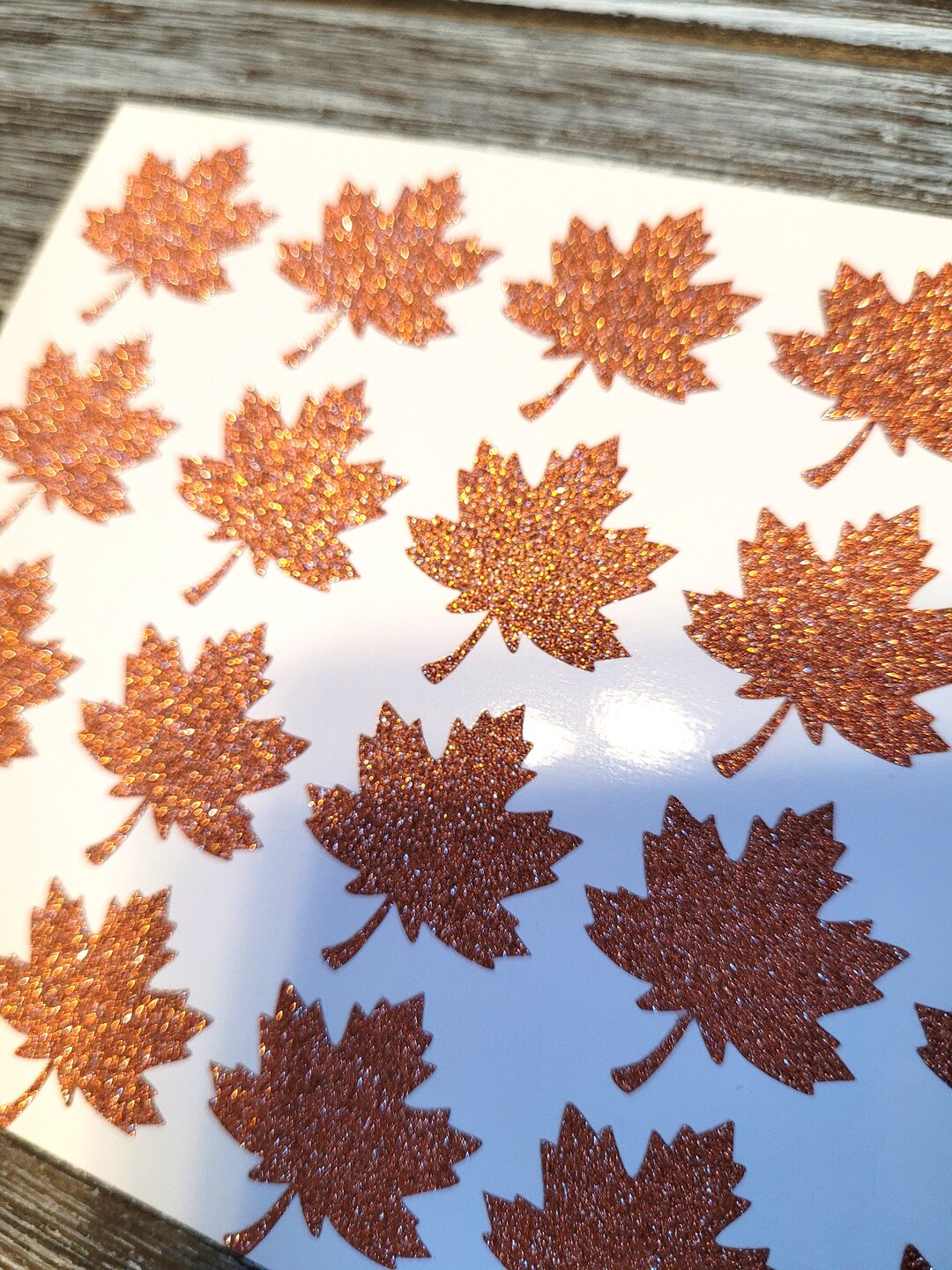 Glitter Maple Leaf Stickers - Orange Glitter Stickers - Orange Maple ...