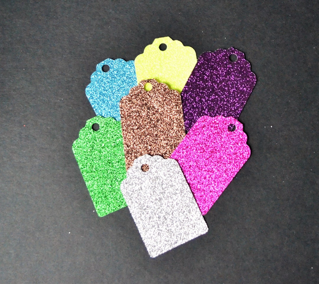 6 Christmas Glitter Tags Any Color Glitter Gift Tags - Etsy