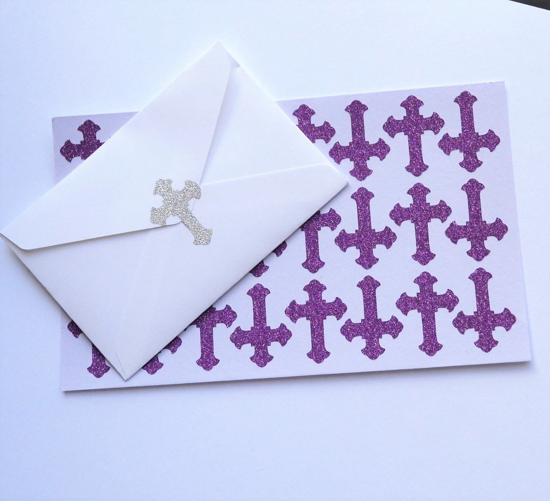 Glitter Cross Stickers - Any Color - Glitter Cross Envelope Seal - Gold ...