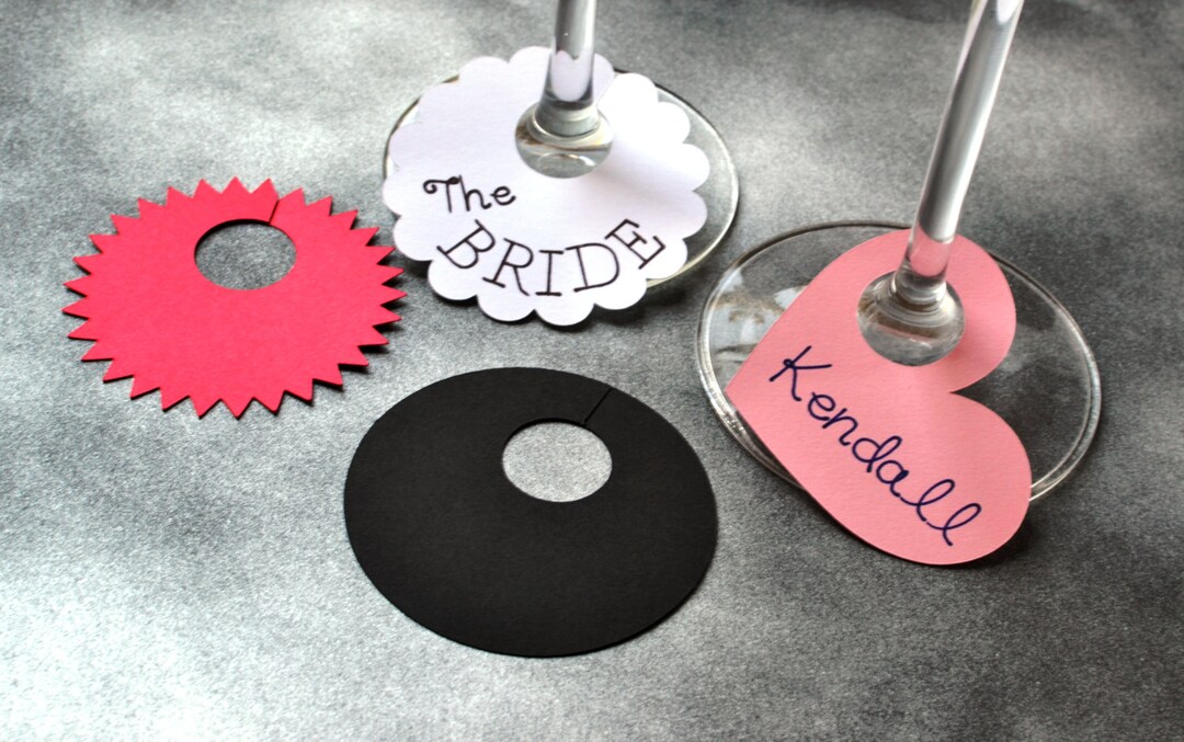 Paper Wine Charms - Any Color and Shape - Wine Charms - Wine Glass Tags ...