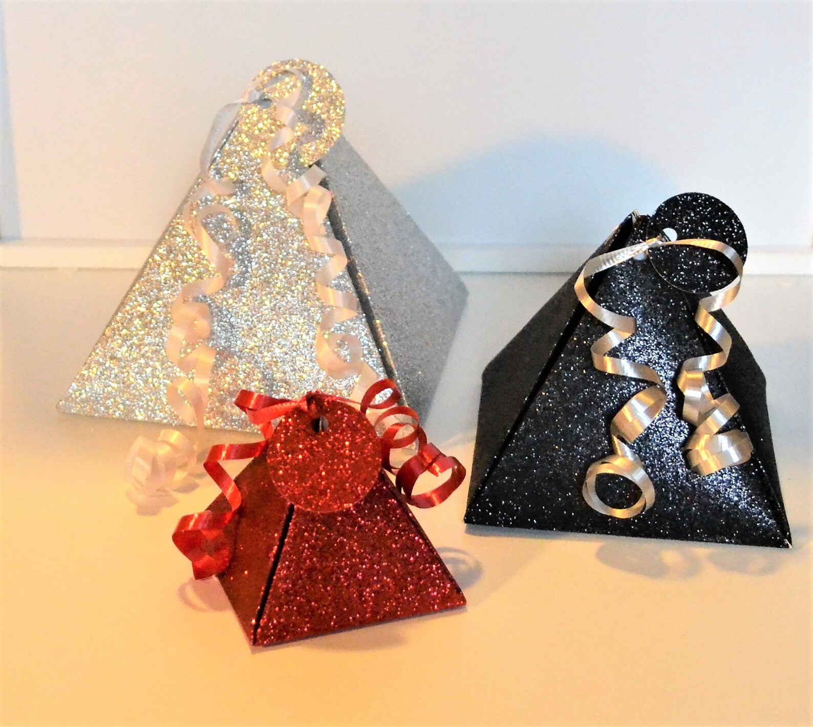 Glitter Pyramid Boxes - Any Size and Color - Christmas Gift Box ...
