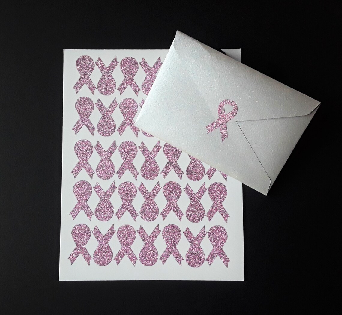 Pink Glitter Ribbon Sticker - Breast Cancer Awareness Sticker - Cancer ...