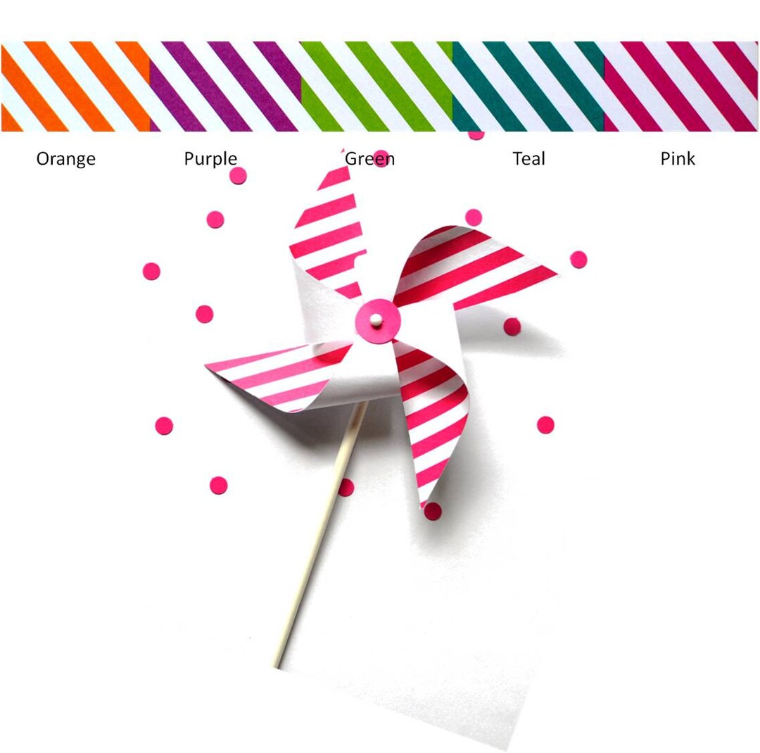 Striped Pinwheels - Set of 6 - Pinwheel Cupcake Toppers - Pinwheels ...