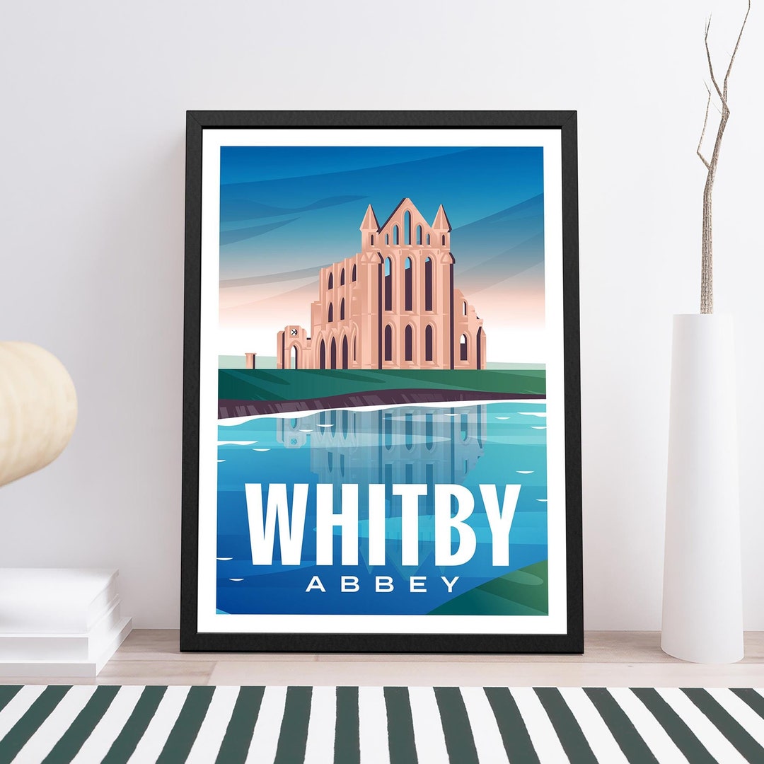 Whitby Abbey, Yorkshire Travel Poster Print, Travel Poster, Whitby Wall ...