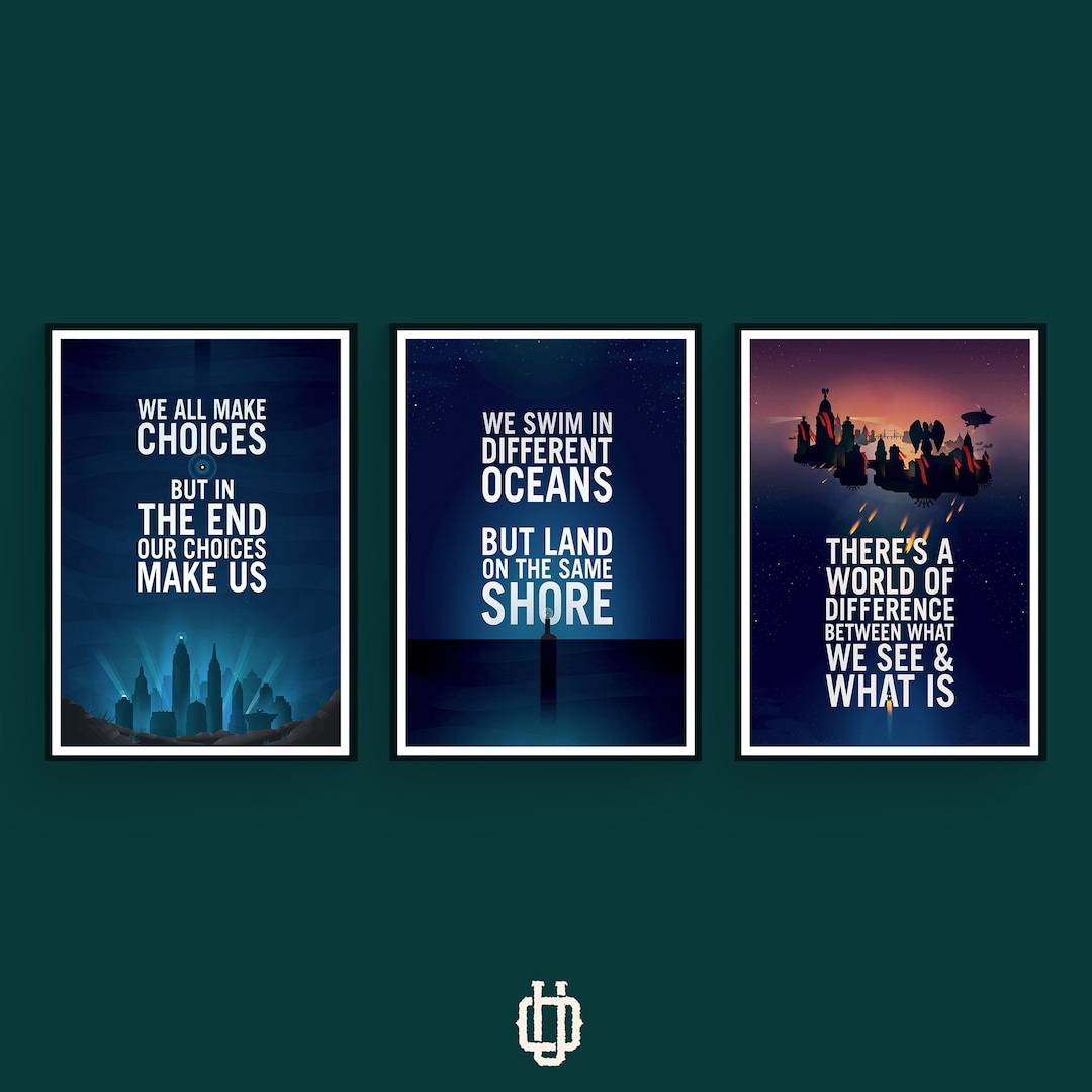 Bioshock Rapture Columbia Poster Set - Bioshock Quote Art Prints - A4 ...