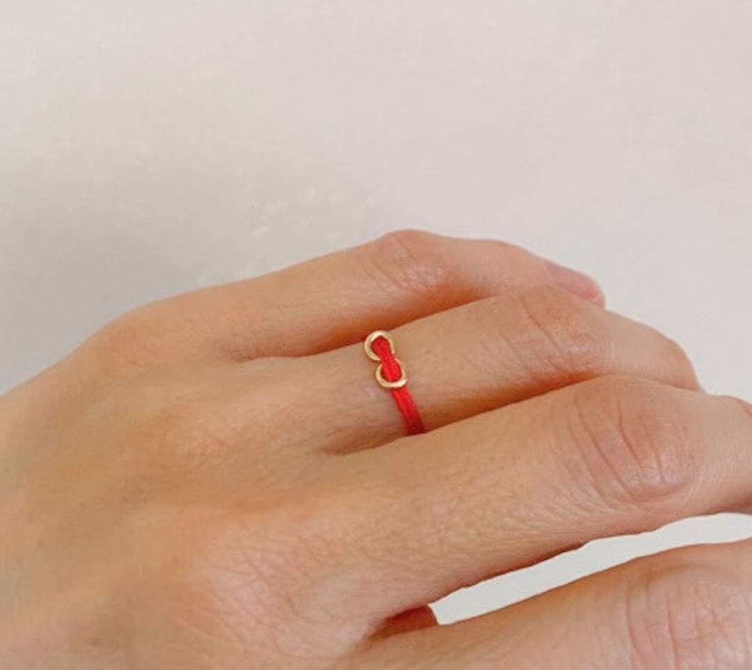 Gold Infinity Ring. Red String Ring. String of Fate. Adjustable Ring ...