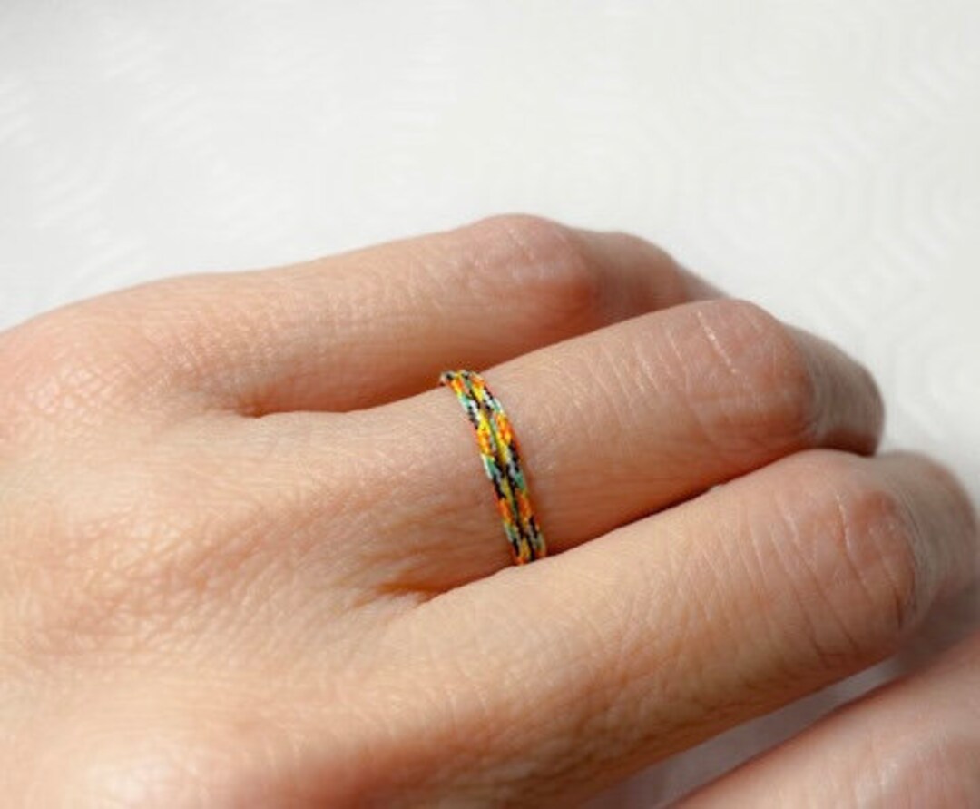 Rainbow String Ring. String of Fate. Adjustable Ring Band. Couple Ring ...