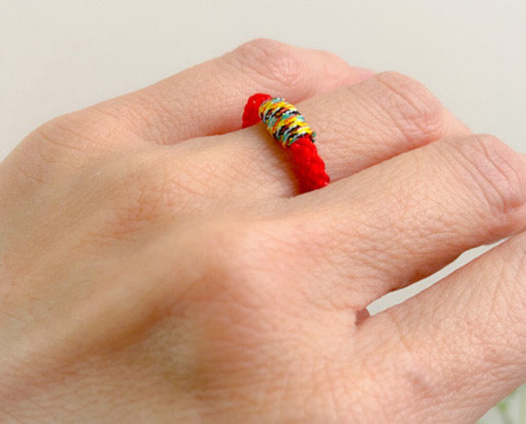 Knotted Ring Band. Red Rope Ring. Promise Ring. Lucky Knot Ring ...