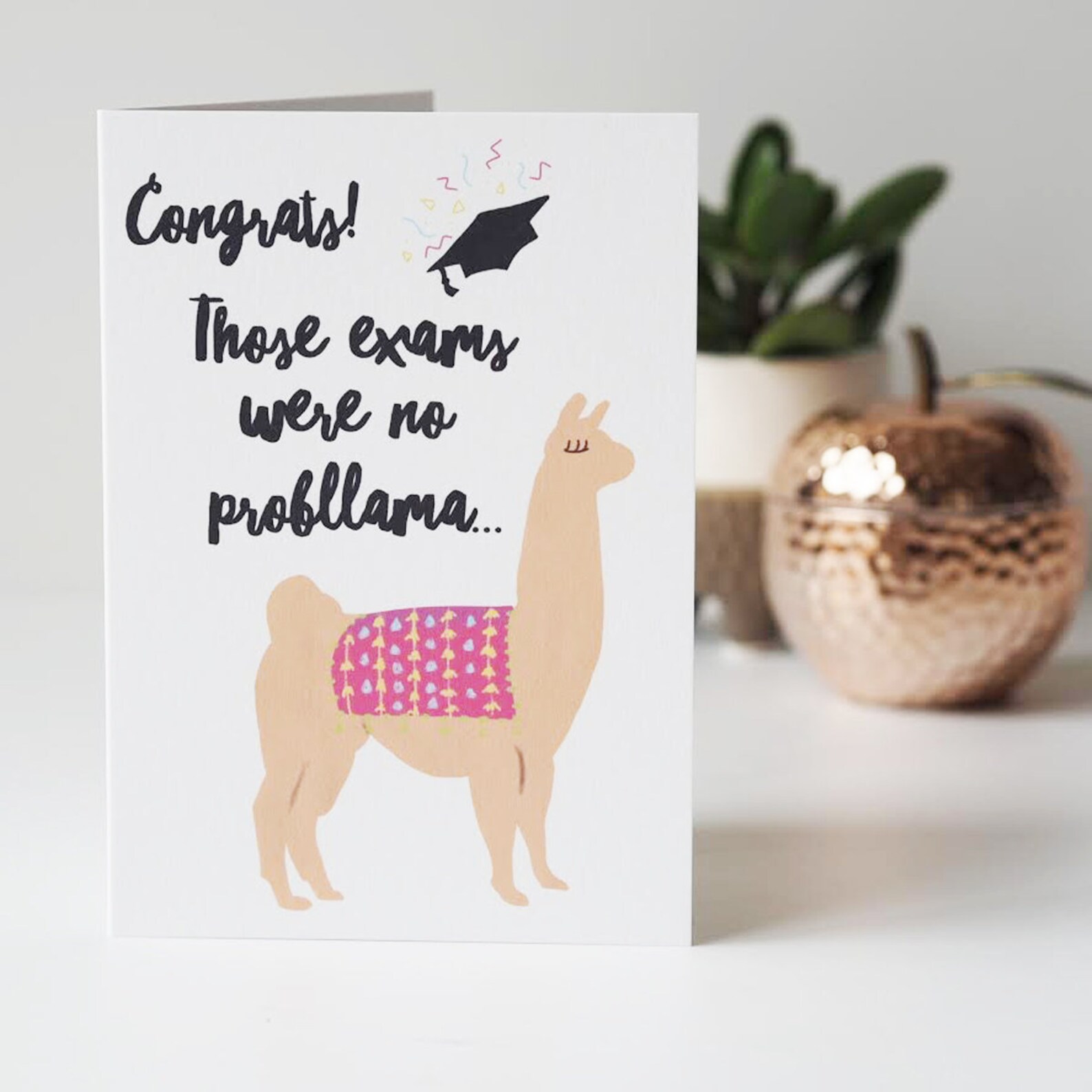 No Probllama Exam Congratulations Card - Llama Exam Card - Graduation ...