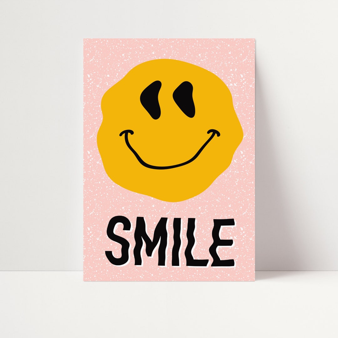 Smiley Happy Face Printable Wall Art Print - Print at Home - Etsy