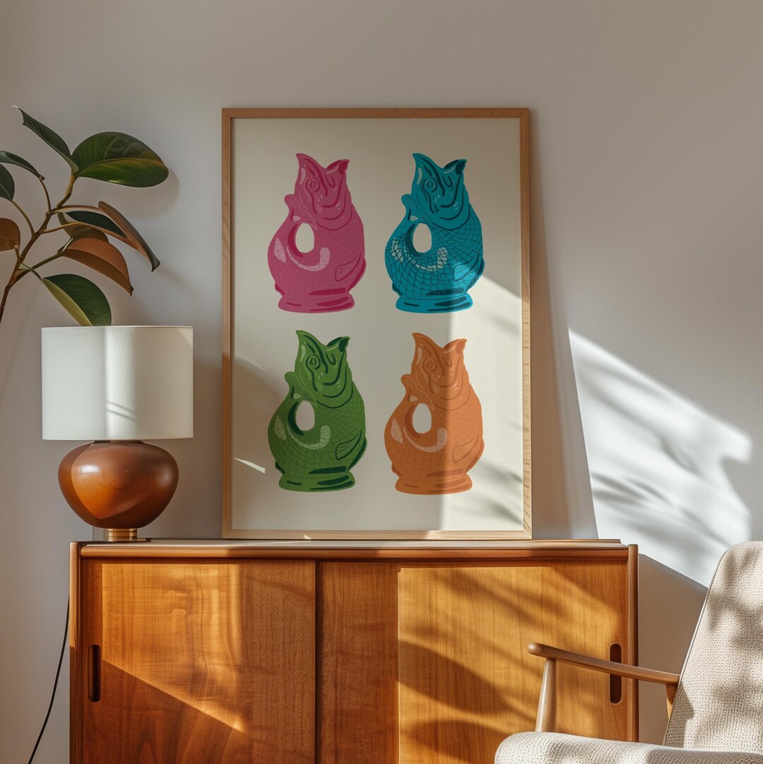 Retro Fish Glug Jug Art Print - Etsy