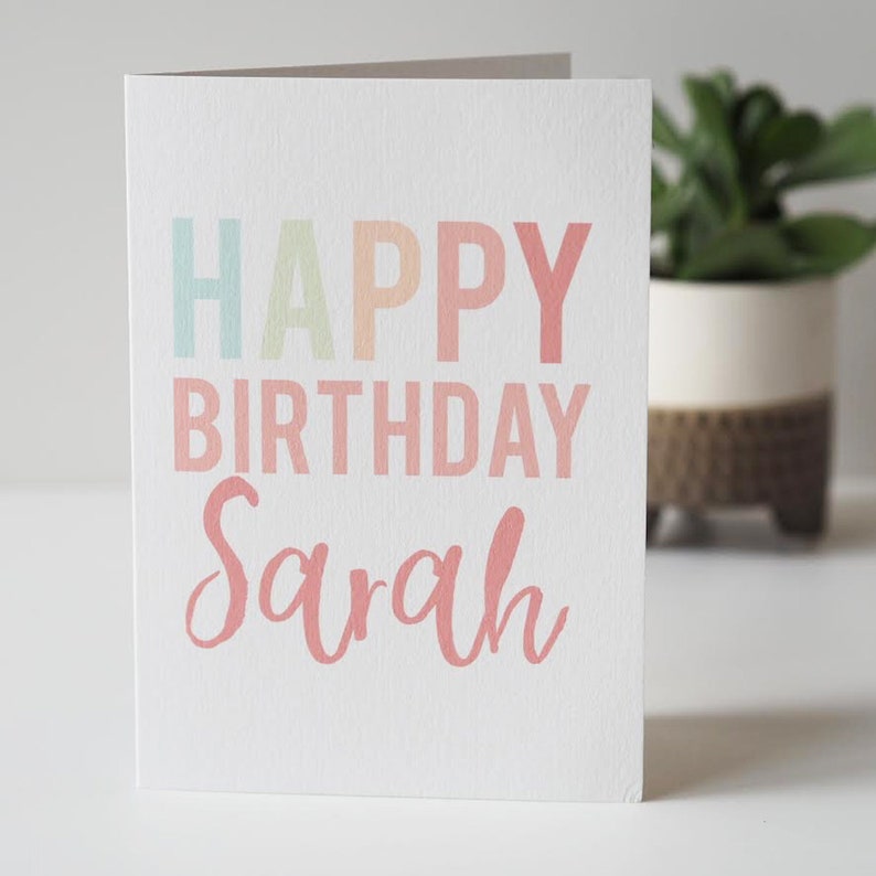 Personalised Name Happy Birthday Card Happy Birthday Card - Etsy