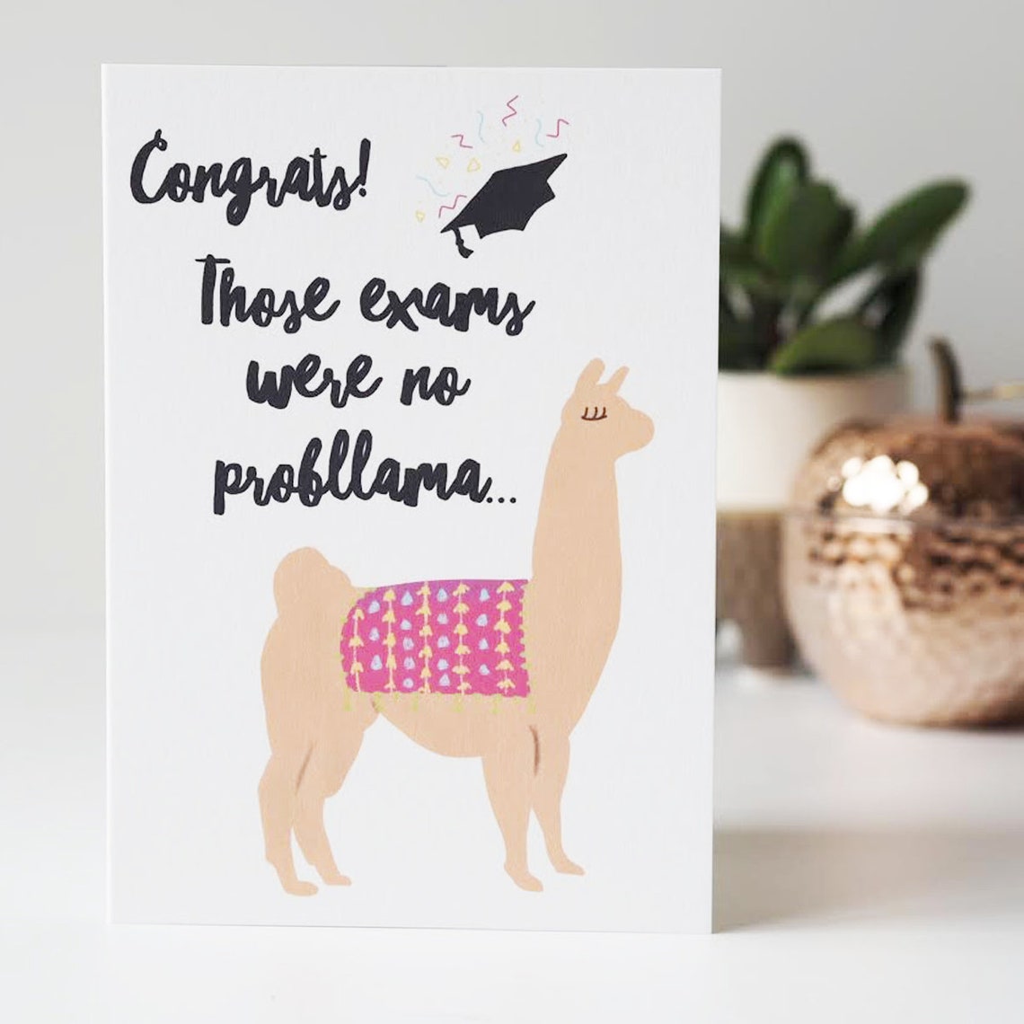 No Probllama Exam Congratulations Card - Llama Exam Card - Graduation ...