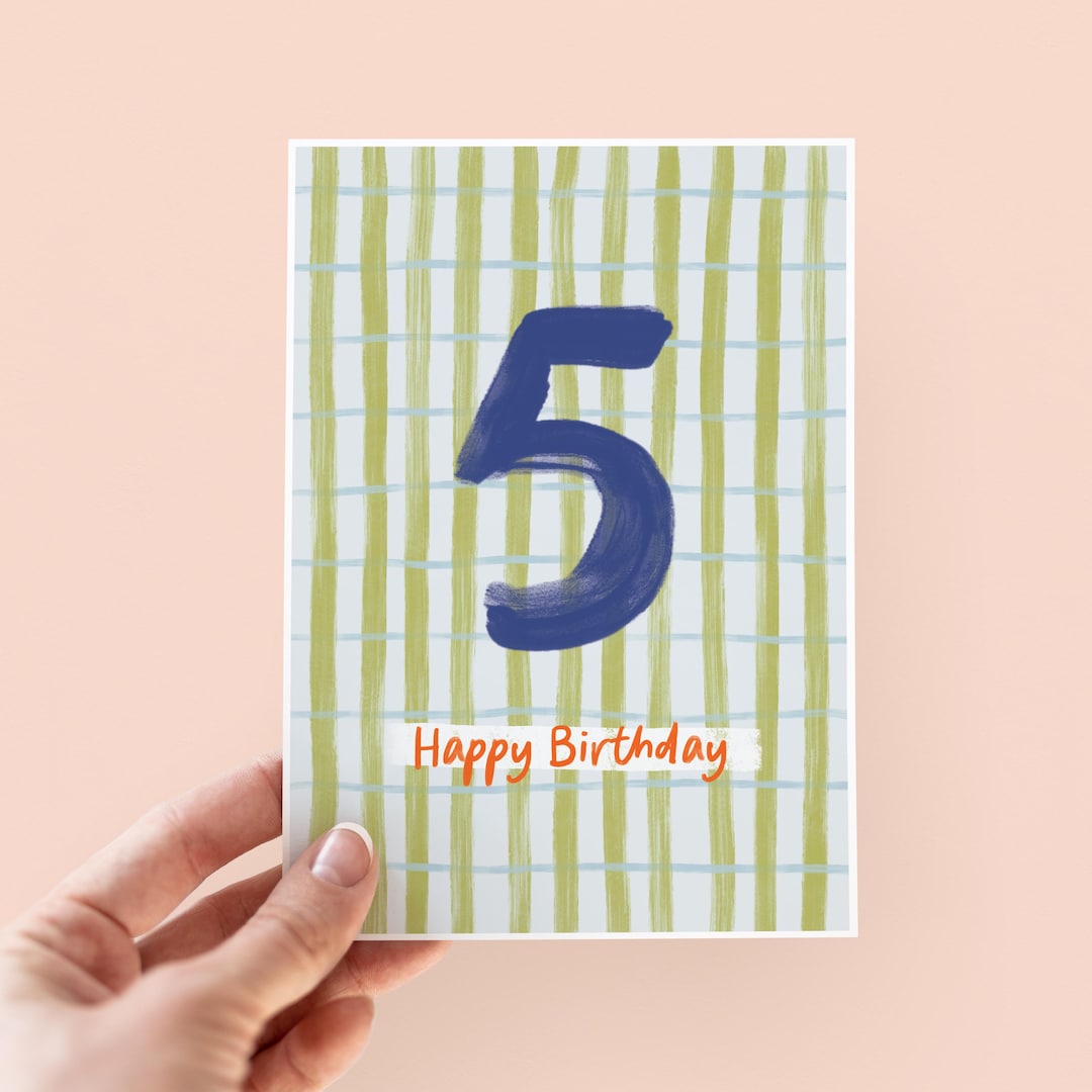 Kids 5th Birthday Card - Milestone Birthday Card - Card for Children ...