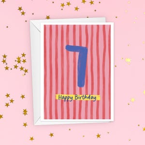 Kids 7th Birthday Card - Milestone Birthday Card - Card for Children ...