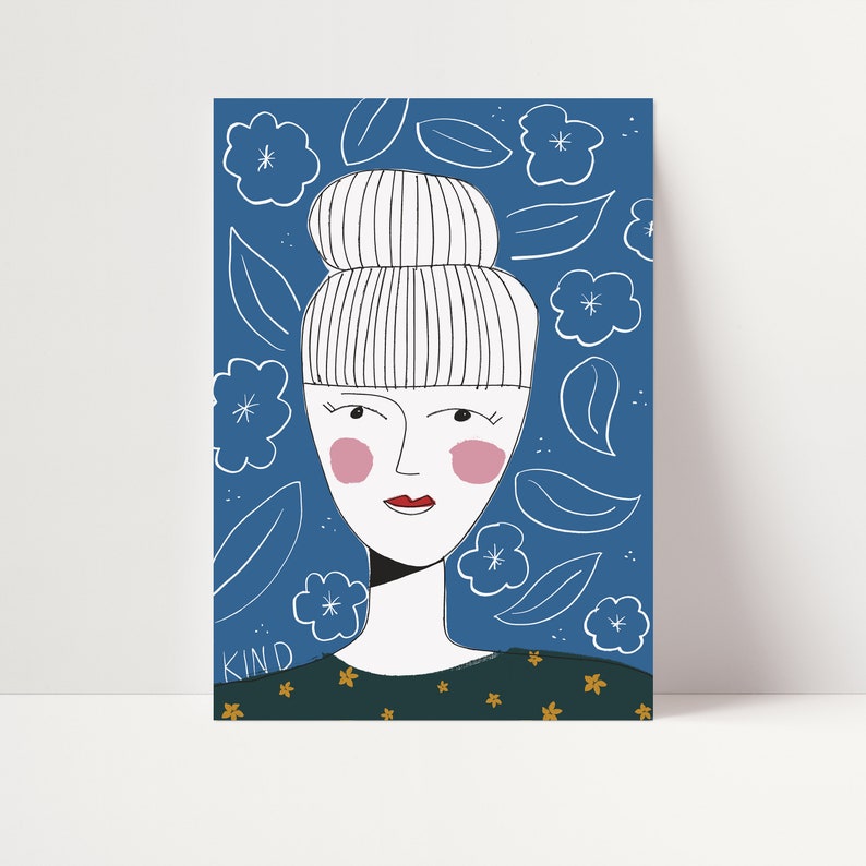 Kind Lady Illustrated Art Print - Etsy