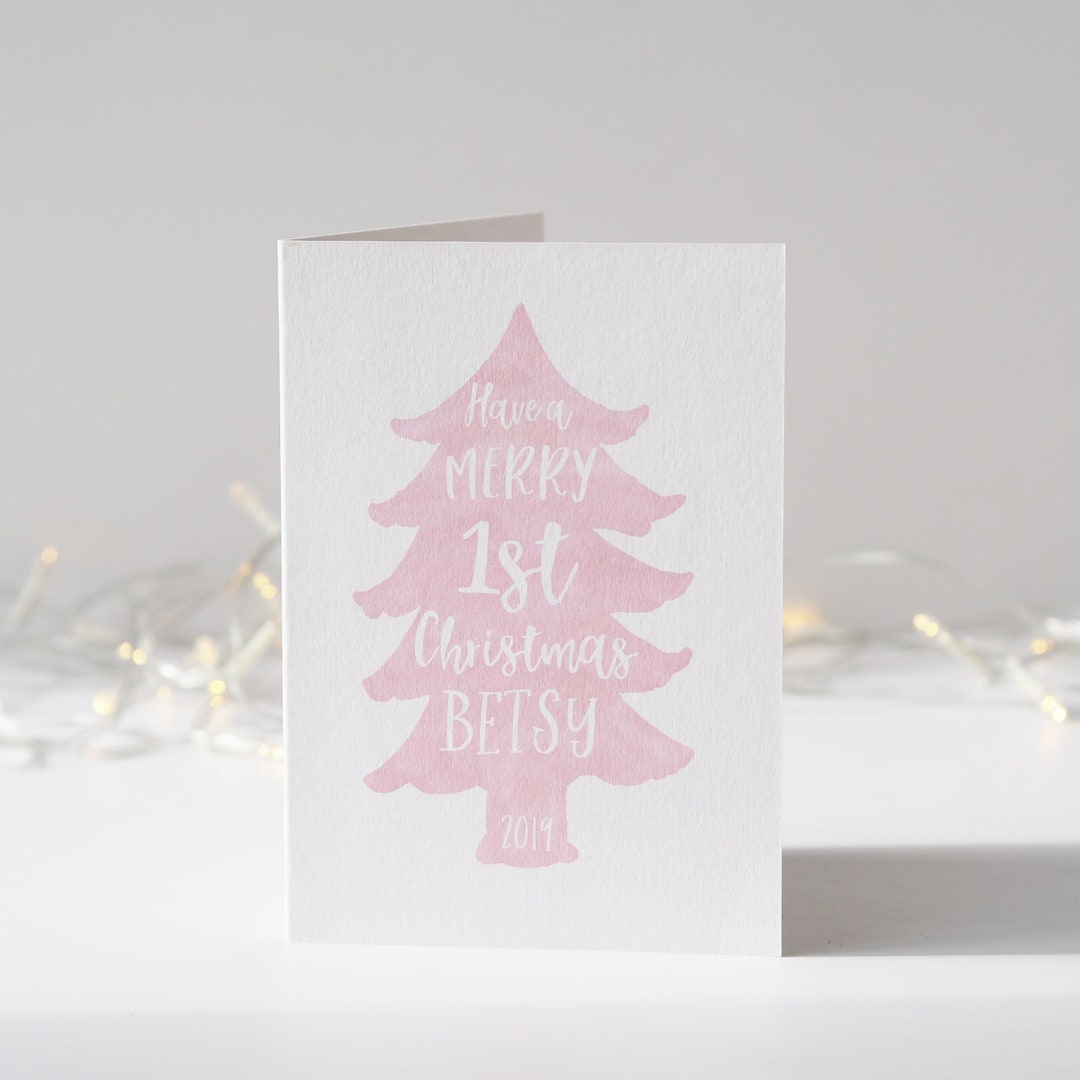 Baby's First Christmas Card Personalised First Christmas Card Baby Girl ...