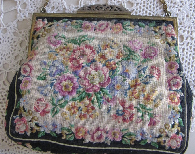 Beautiful Antique Micro Petit Point Evening Purse/bag~made in Austria ...