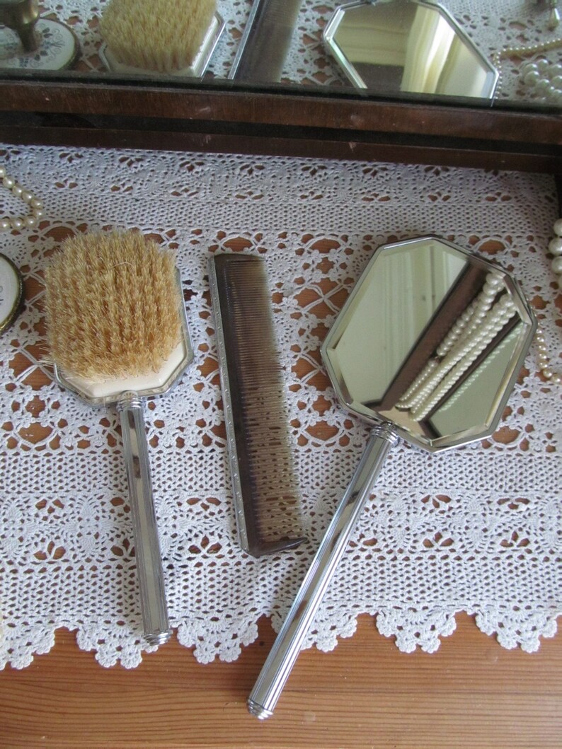Gorgeous Vintage Embroidered Dressing Table Set in Original | Etsy