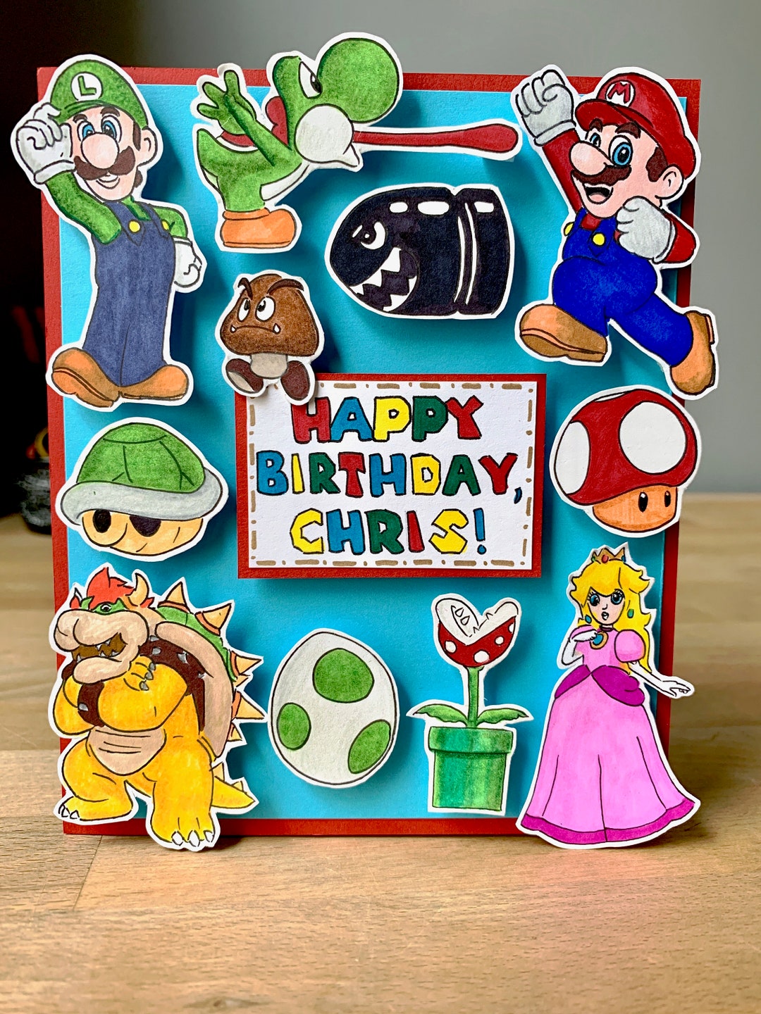 Super Mario Birthday Card, Personalized Super Mario Card, Super Mario ...