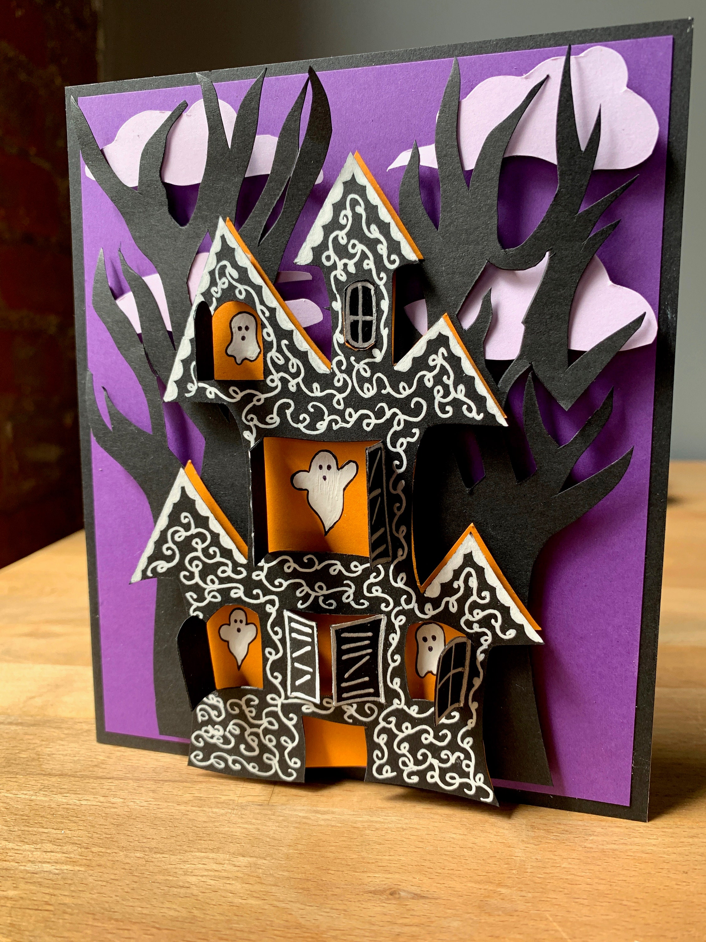 Haunted House Halloween Card - Etsy