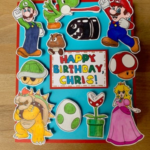 Super Mario Birthday Card, Personalized Super Mario Card, Super Mario ...