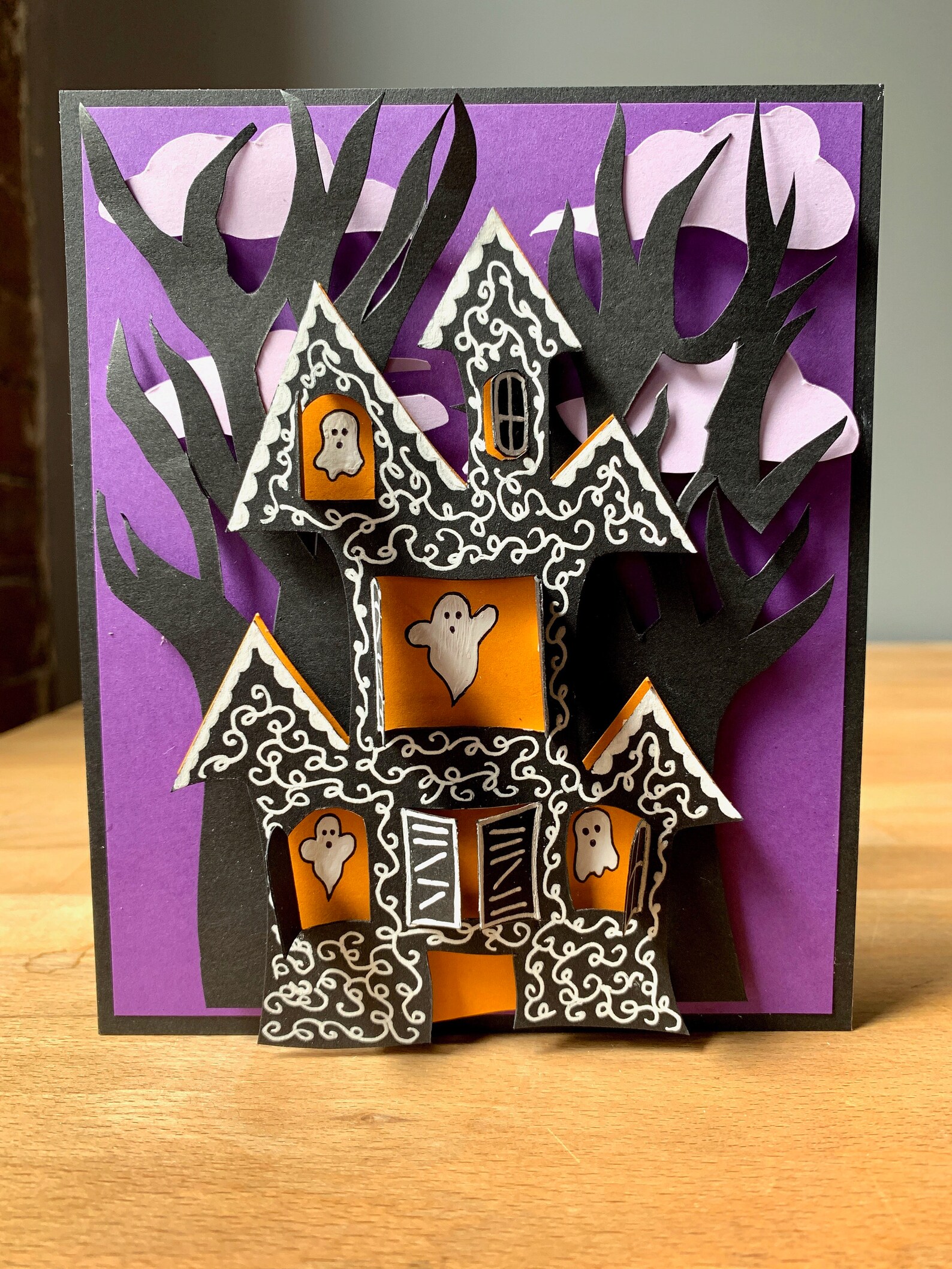 Haunted House Halloween Card - Etsy