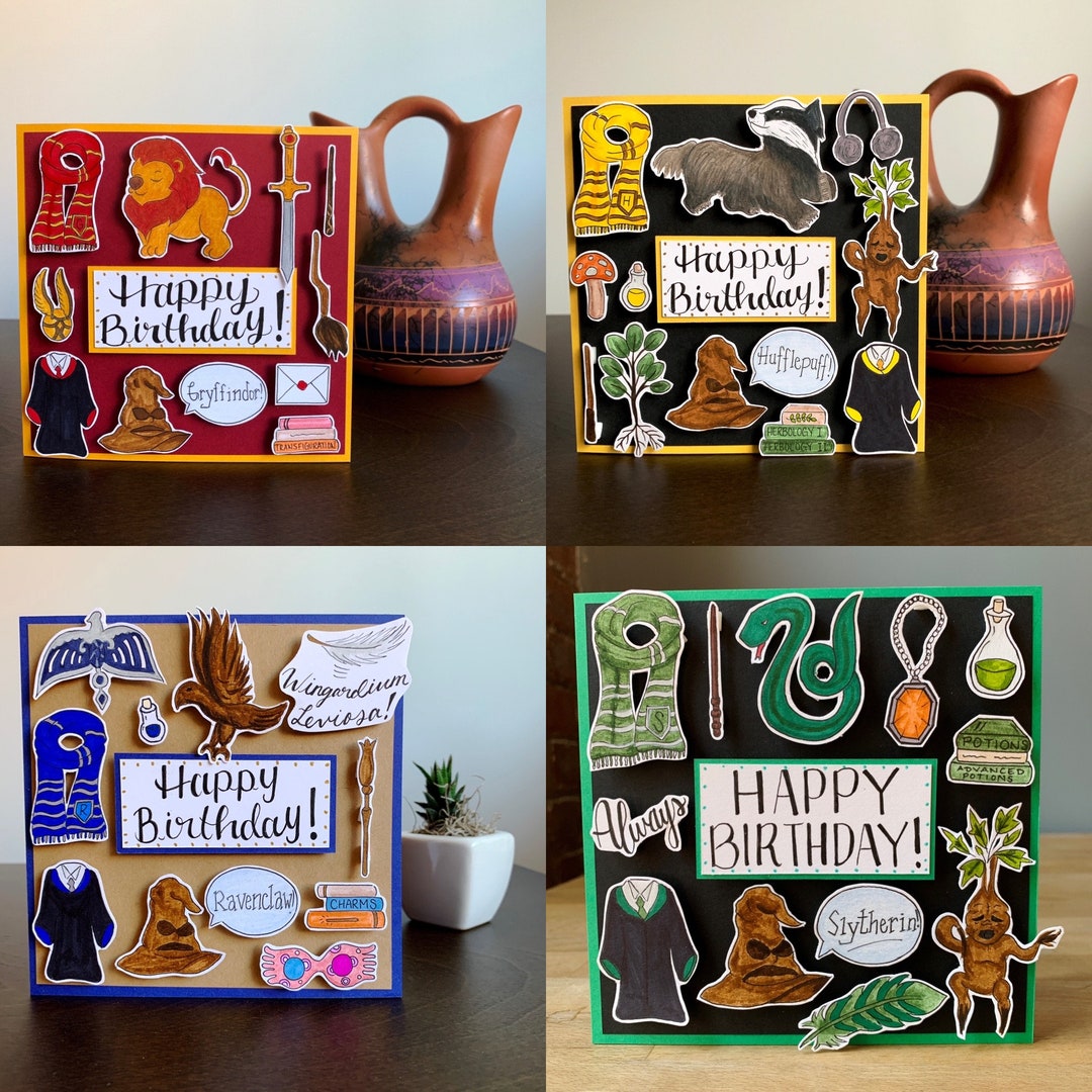 Wizard Birthday Card / Wizard House Birthday Card / Magical Birthday ...