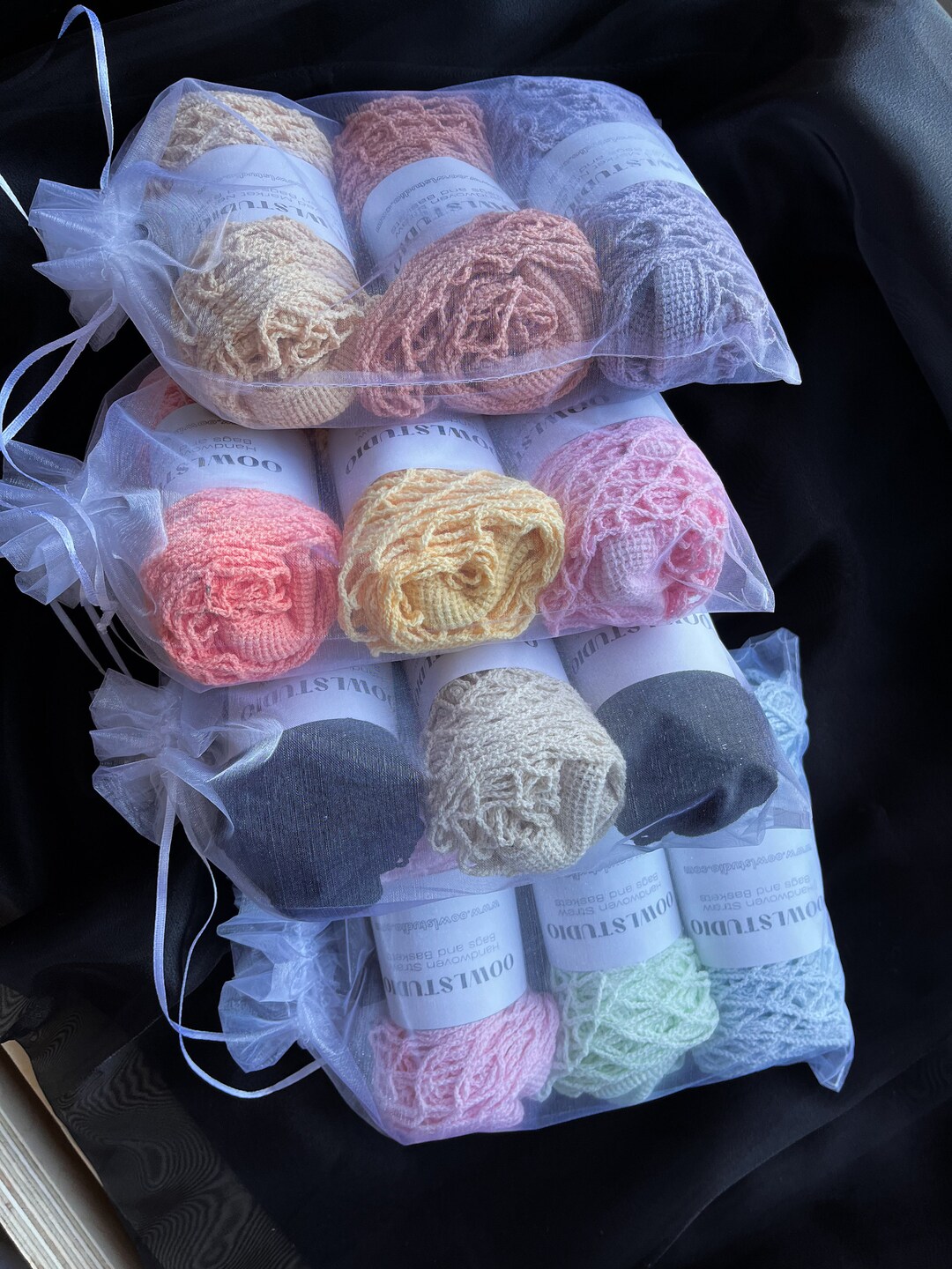 Gift Set 3 Net Bags in Pink Shade, Expandable Net Market Bag, Reusable ...