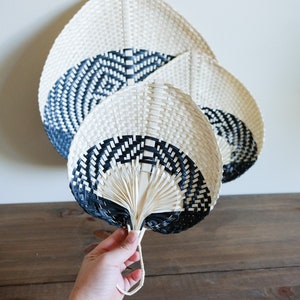Hand Fan in Black and White, Wall Decor Fan, Straw Fan, Woven Bamboo ...