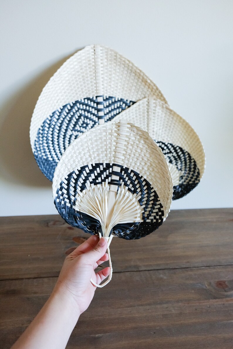 Hand Fan in Black and White Wall Decor Fan Straw Fan Woven - Etsy