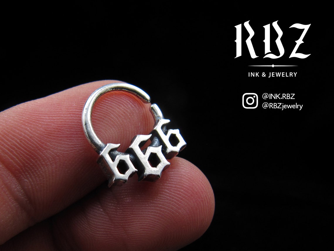 Goth 666 Pentagram Septum Ring Septum Ring 18g Satanic - Etsy