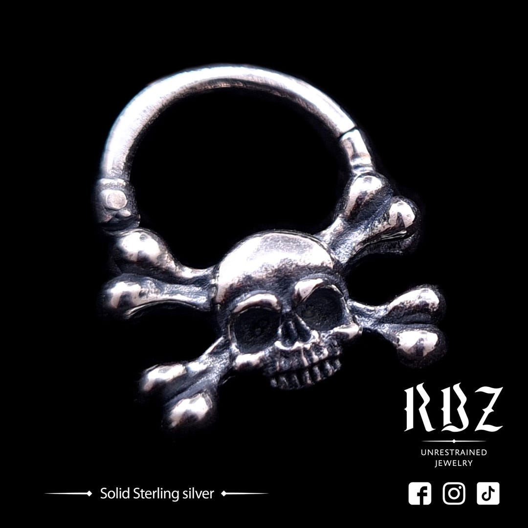Goth Skull Septum Ring, Skeleton Clicker, Septum Ring 16g, Satanic ...