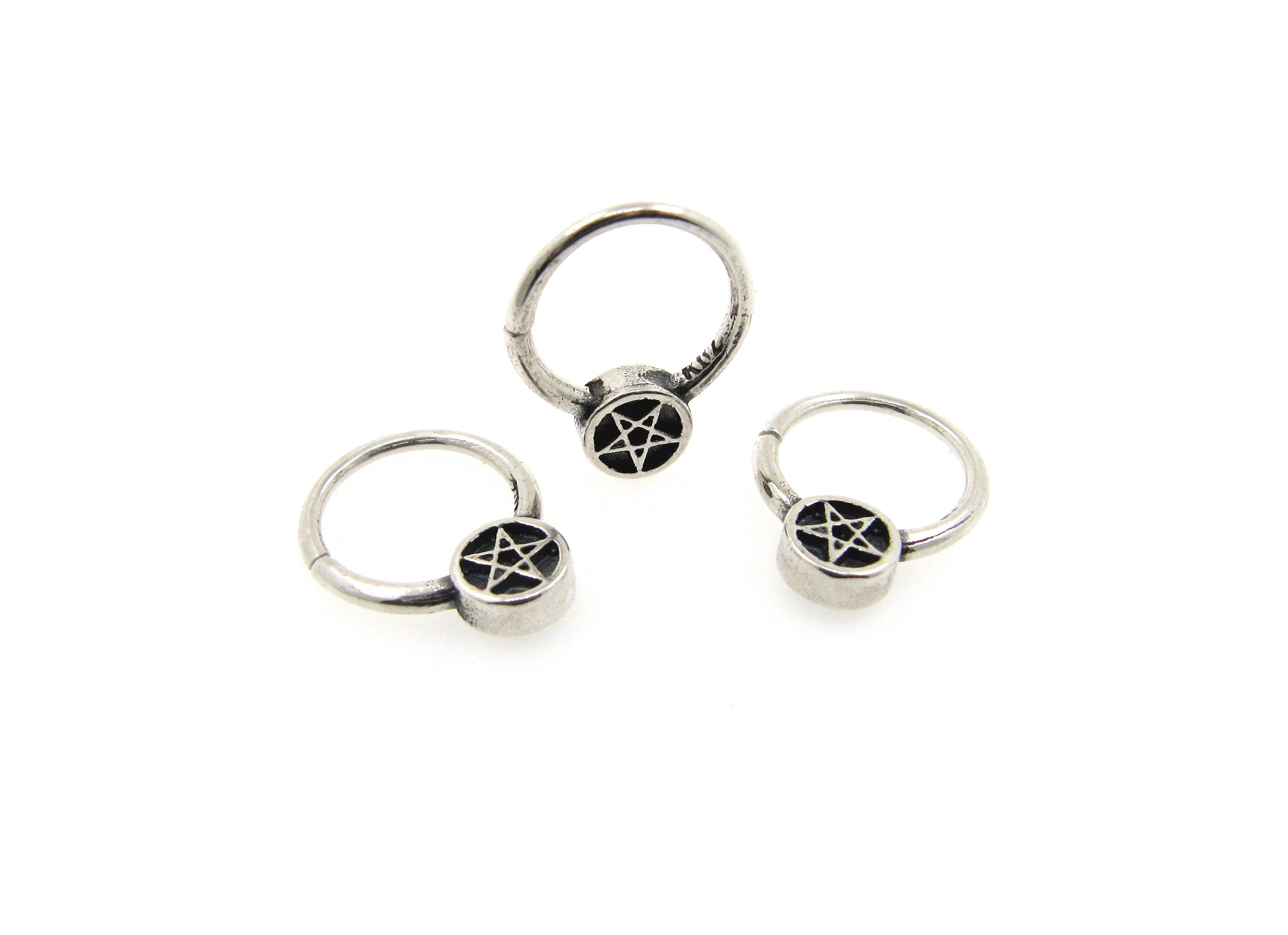 Pentagram Septum Ring Septum Ring 16g Satanic Jewelry Occult Body Jewelry Satanic Body Jewelry Gothic Septum Ring Pentagram Nose Ring