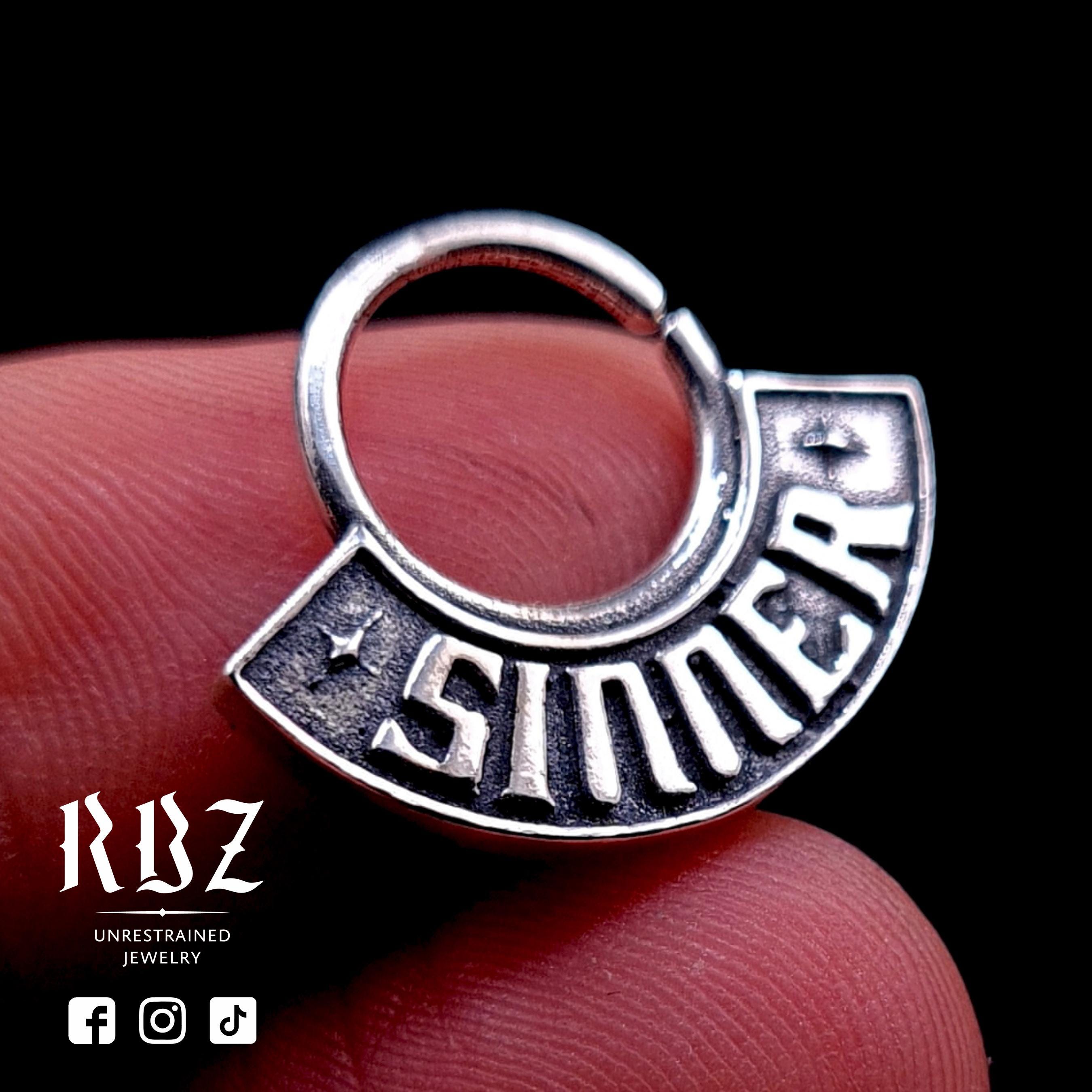 Goth Pentagram Septum Ring, Septum Ring 16g, Satanic Jewelry, Occult ...