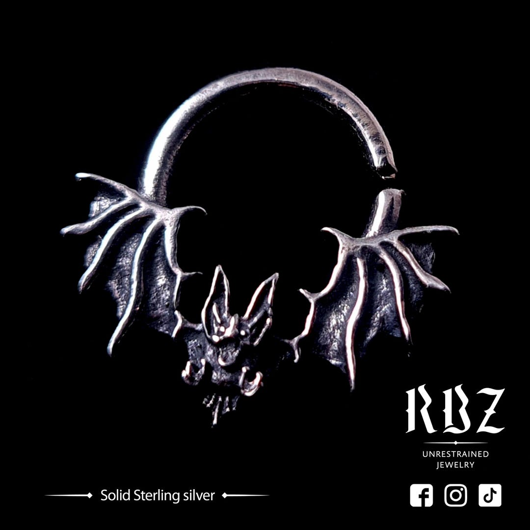 Bat Septum Ring, Goth Clicker, Septum Ring 16g, Septum Ring 14g ...