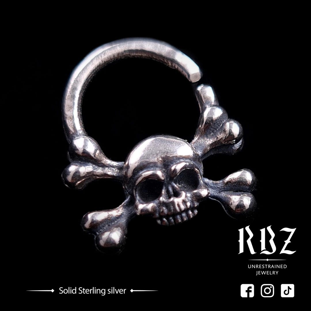 Goth Septum Ring, Skull Clicker, Septum Ring 16g, Satanic Jewelry ...