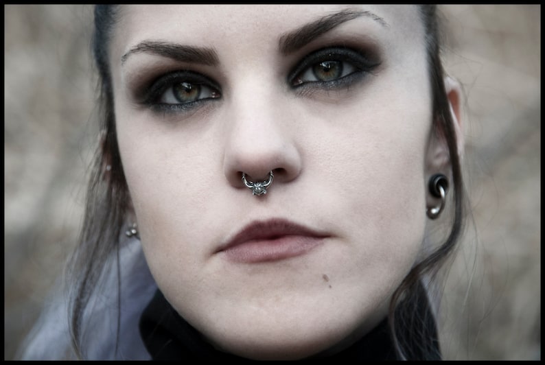 Septum Ring 16g Gothic Jewelry Occult Jewelry Biker Etsy