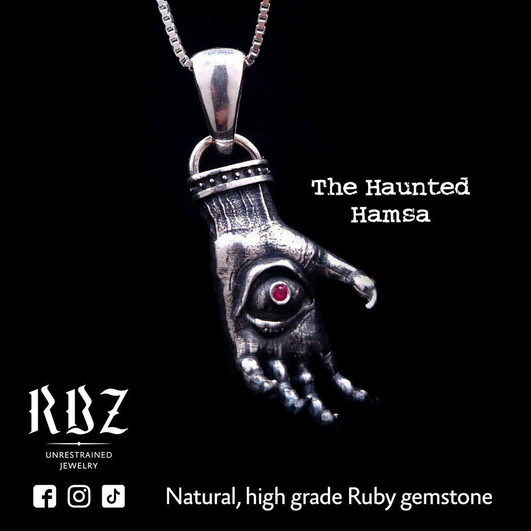 Goth Hamsa Necklace, Evil Eye Pendant, Horror Hand Chain, Satanic ...