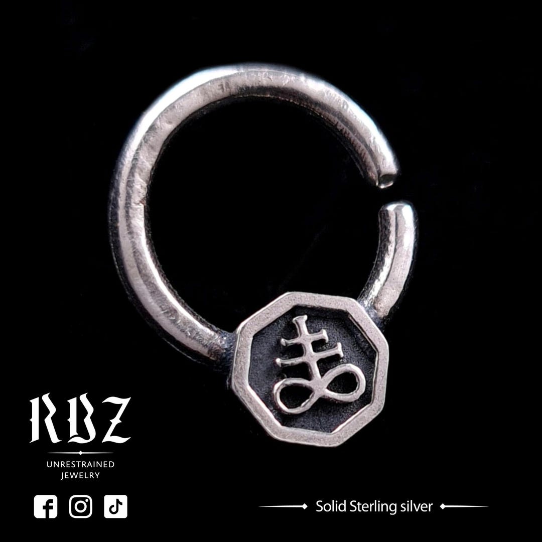 Goth Septum Ring, Septum Ring 16g, Satanic Jewelry, Pentagram Septum ...