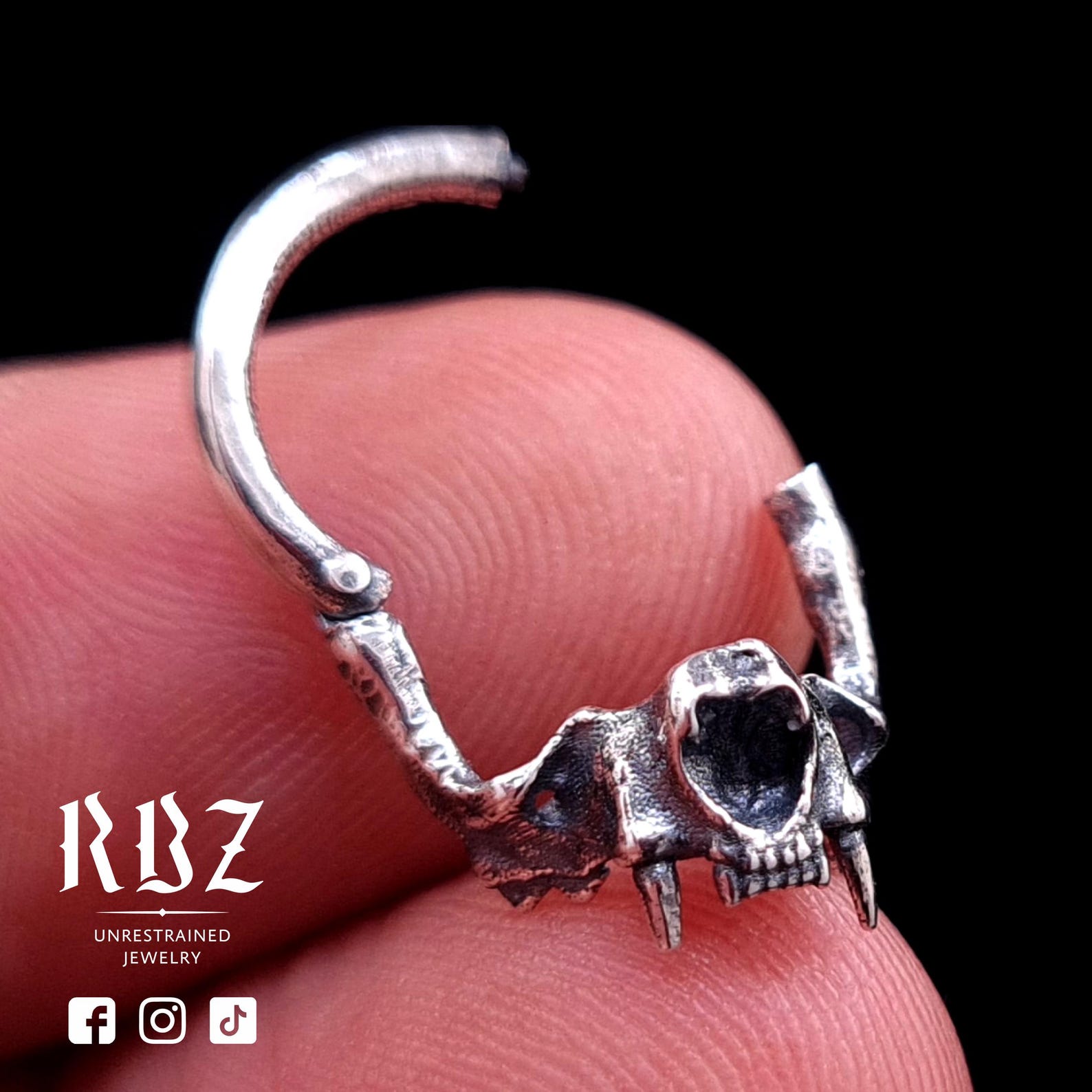 Goth Cat Skull Septum Ring, Bone Clicker, Skeleton Seamless Piercing ...